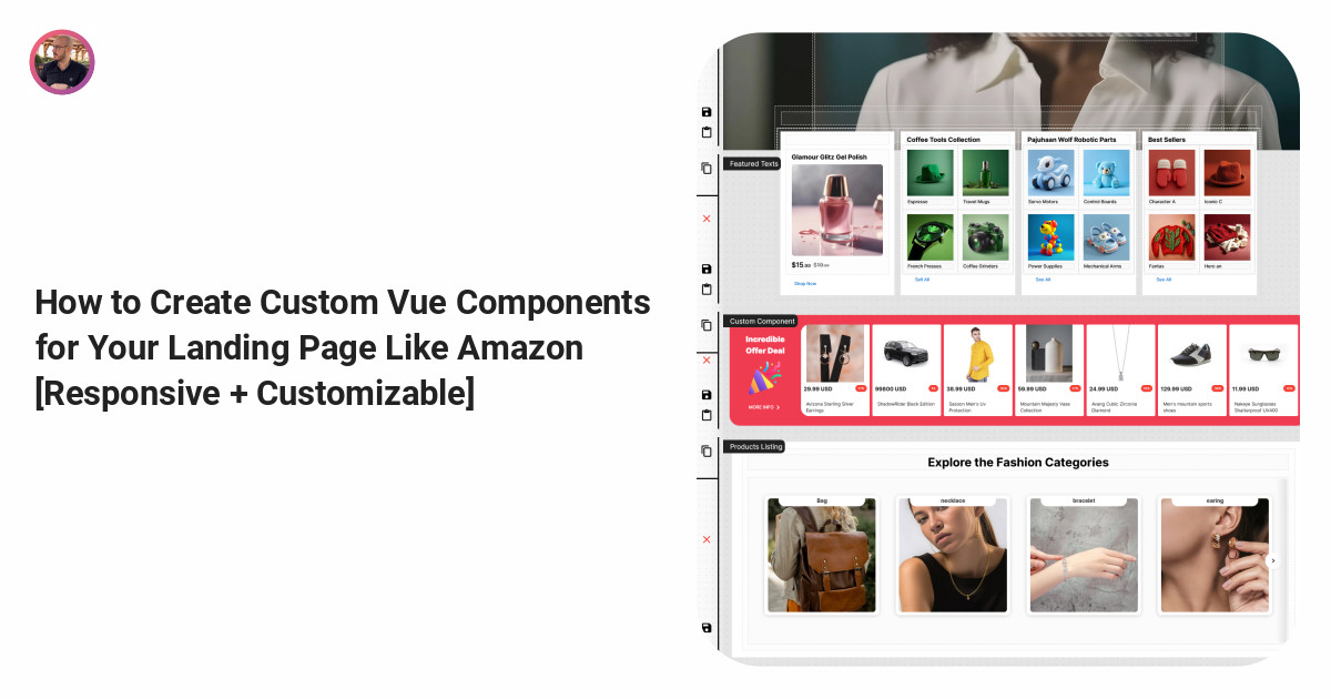 Amazon Like Custom Vue Components for Responsive Landing Pages