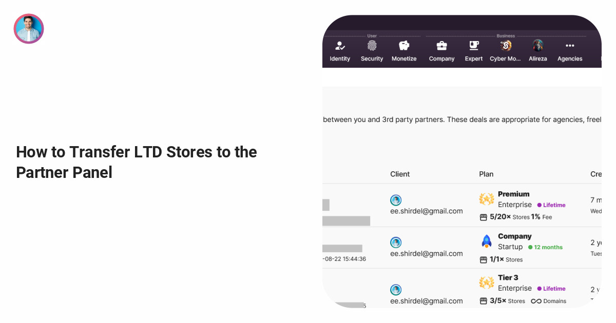 How to Transfer LTD Stores to the Partner Panel