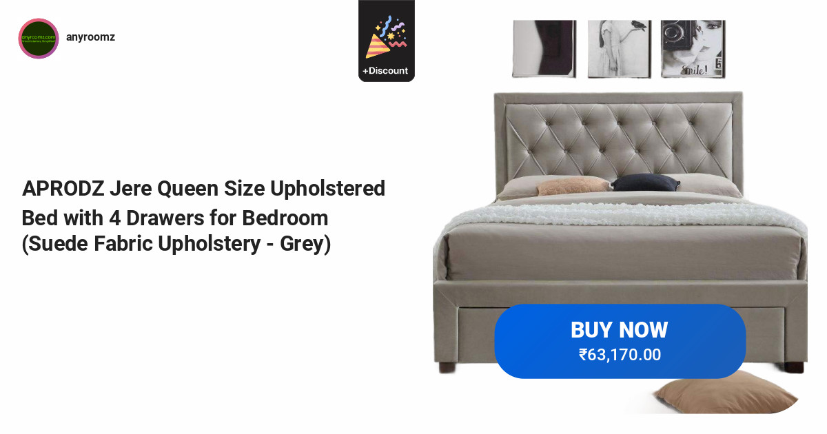 APRODZ Jere Queen Size Upholstered Bed with 4 Drawers for Bedroom ...