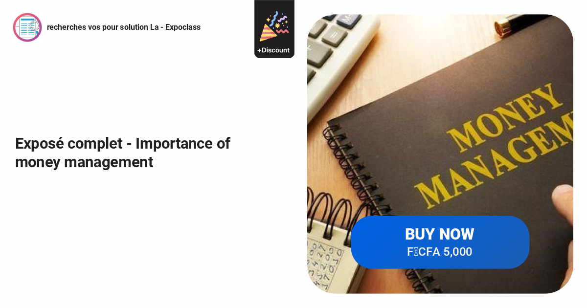 Importance of money management