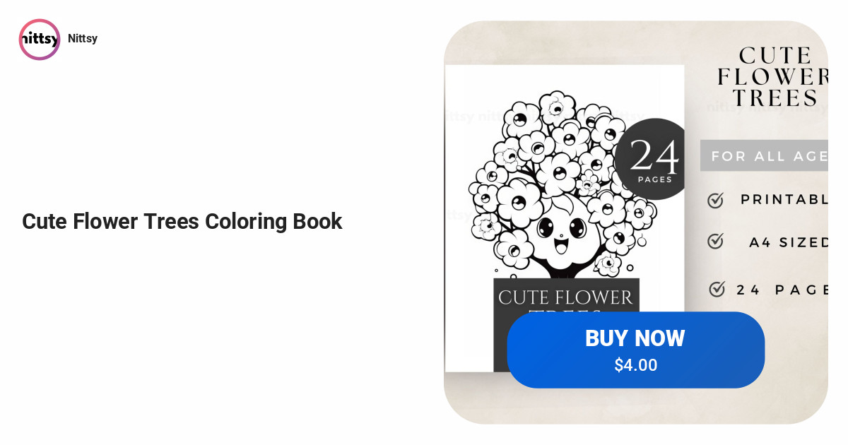 Cute Flower Trees Coloring Book